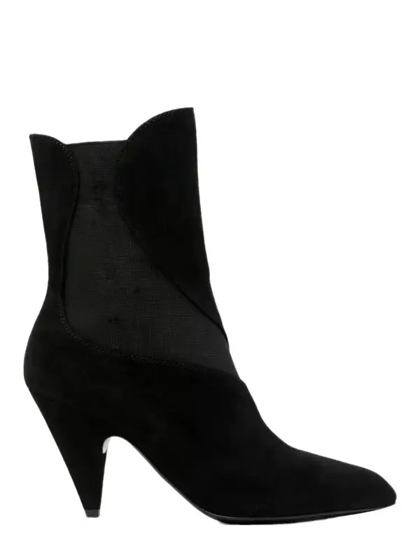 SERGIO ROSSI Mesh-insert Pointed-toe Ankle Boots - Black