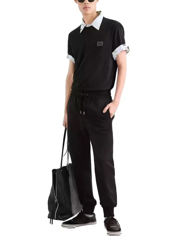 Dolce & Gabbana Jersey Trousers With Patch - Black