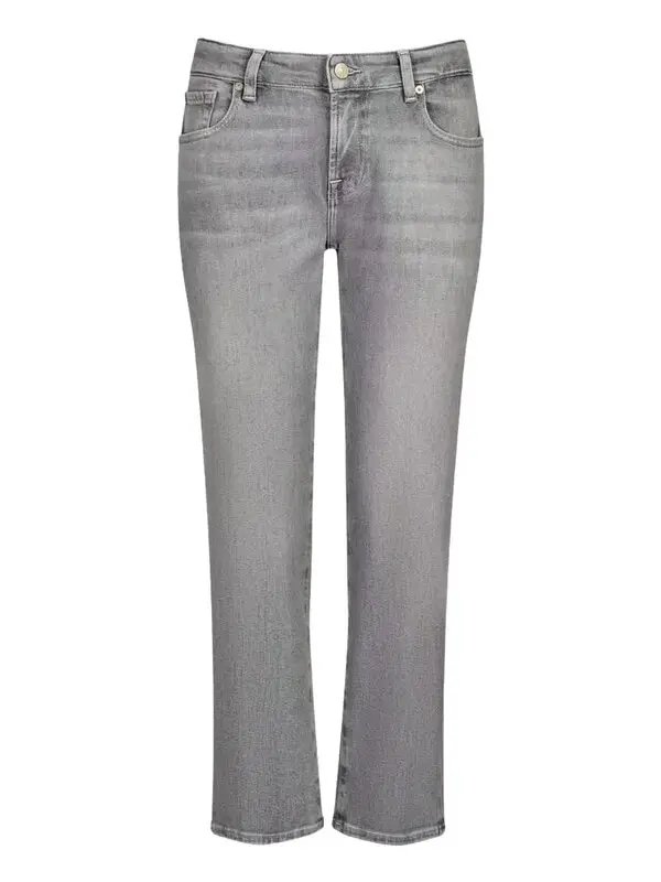 7 For All Mankind Faded-effect Whiskered Jeans - Grey