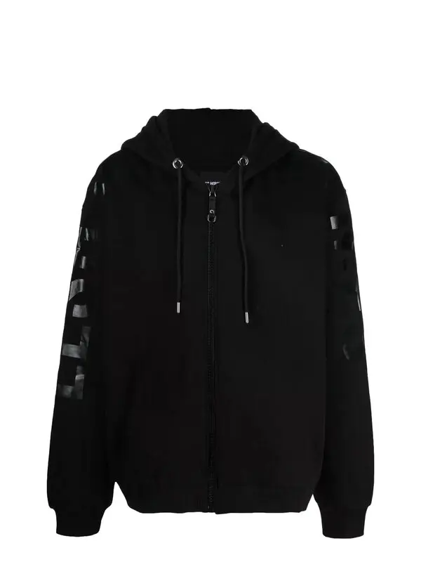 LES HOMMES Logo-print Zip-up Hoodie - Black