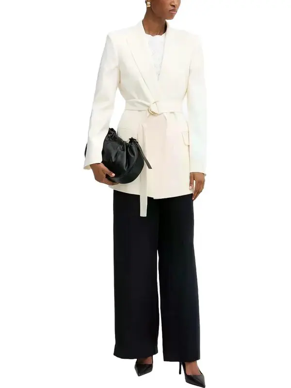 MORGAN Elasticated Waistband Wide-leg Trousers - Blue