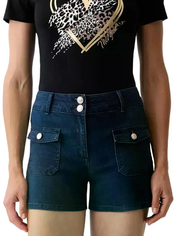 MORGAN Button-detail Pocket-flap Shorts - Blue