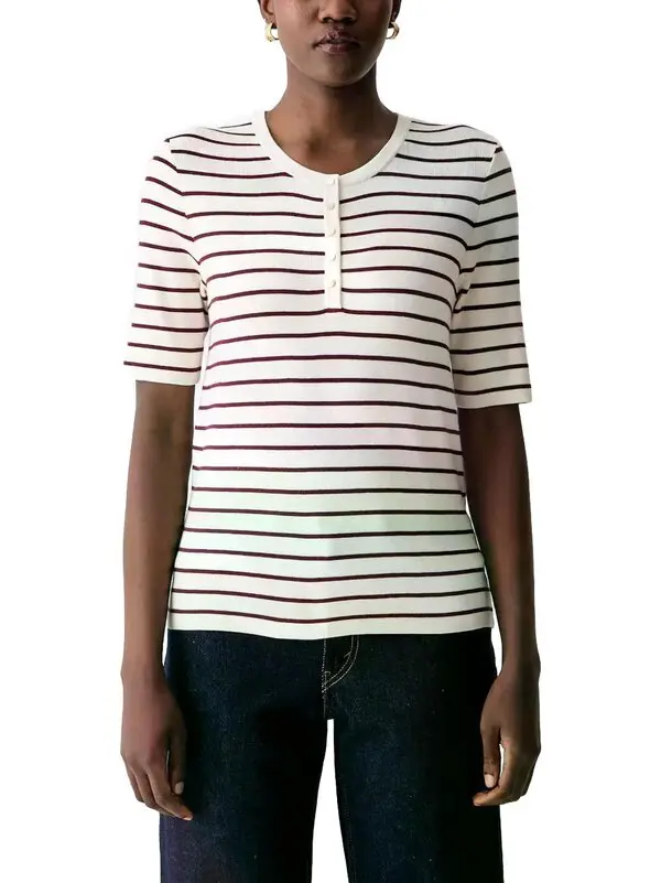 MOS MOSH Mmaliz Striped Short-sleeve Top - Neutrals