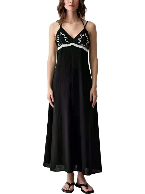 PEDRO DEL HIERRO Crochet-knit Halterneck Beach Midi Dress - Black