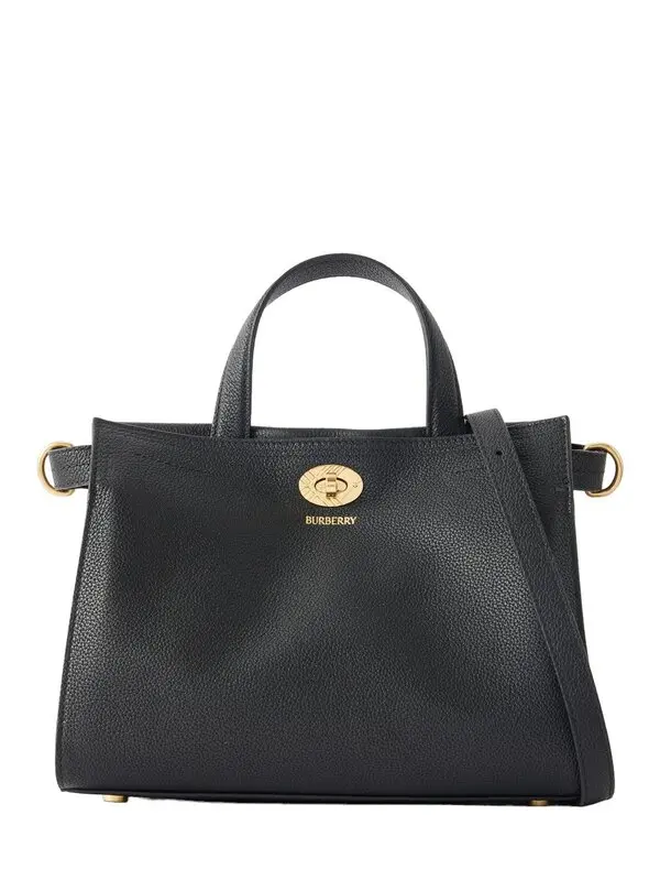 Burberry Cotswolds Mini Checked Canvas-trimmed Leather Tote - Black