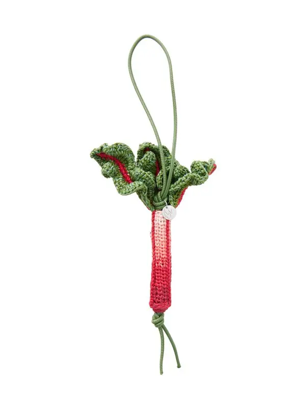 JW Anderson Rhubarb Leather-trimmed Crocheted Cotton Charm - Multi