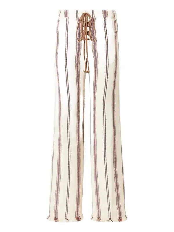 Alix Of Bohemia Cooper Striped Cotton And Linen-blend Wide-leg Pants - Neutrals