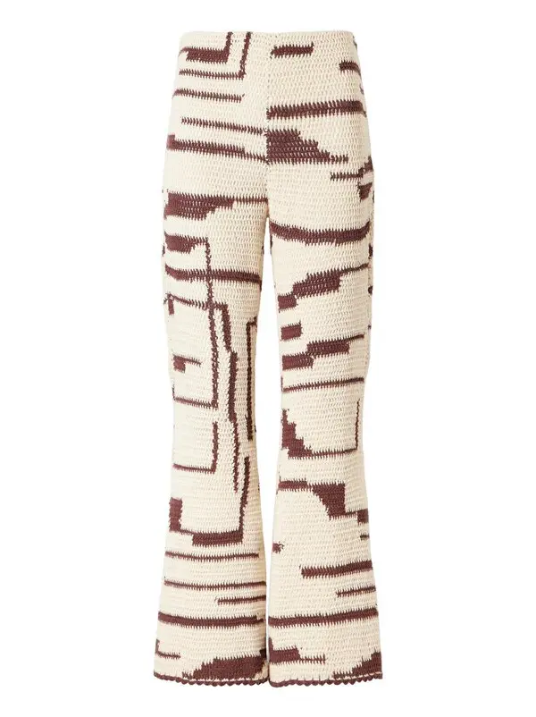 Alix Of Bohemia Farah Crocheted Cotton Flared Pants - Neutrals