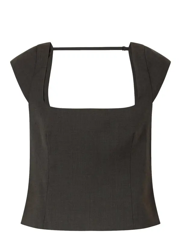 ST. AGNI Open-back Wool-blend Blouse - Gray