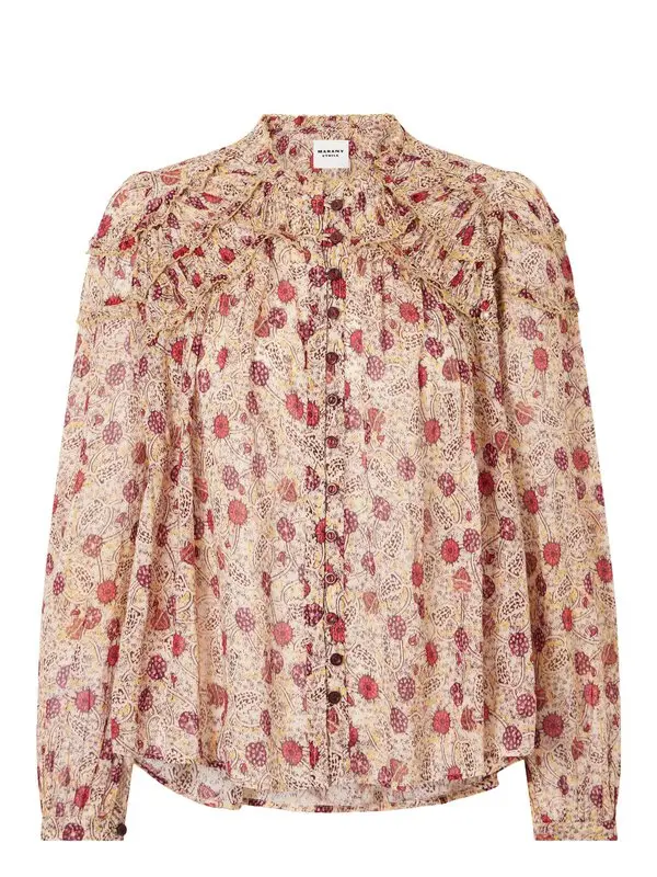 MARANT ETOILE Christa Ruffled Floral Cotton Blouse - Multi