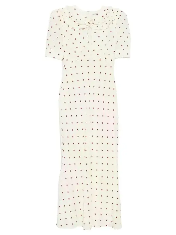 Alessandra Rich Polka-dot Ruffled Midi Dress - Neutrals