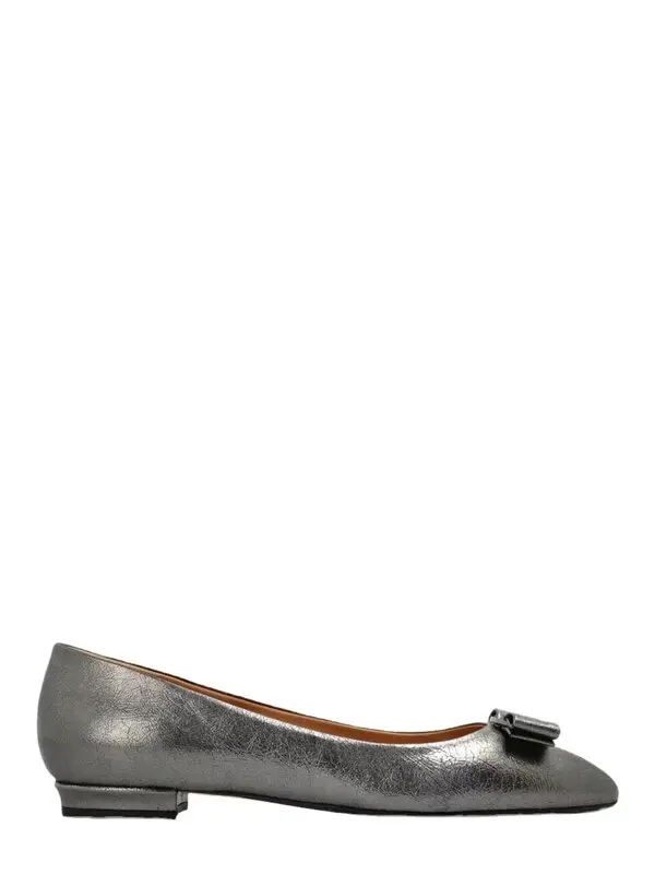 FERRAGAMO Varina Bow-detail Ballet Flats - Grey
