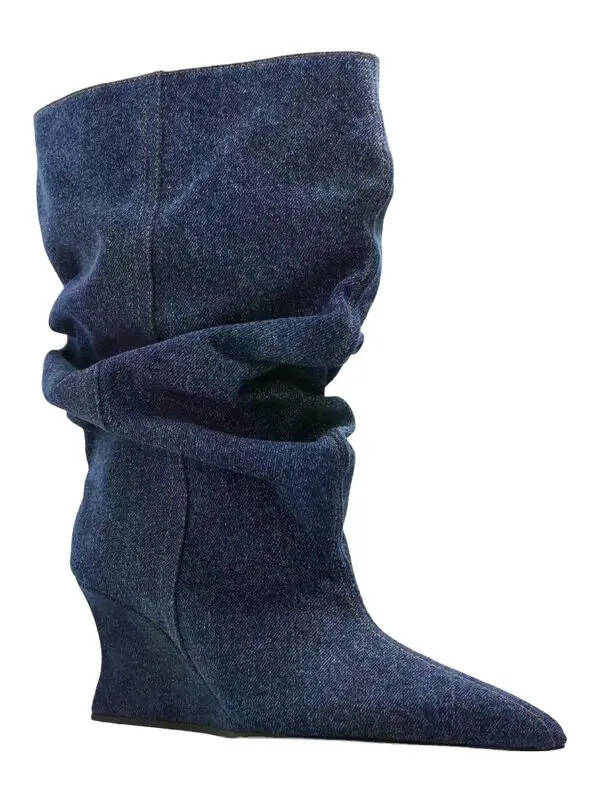 Balmain Slouchy Wedge Ankle Boots - Blue