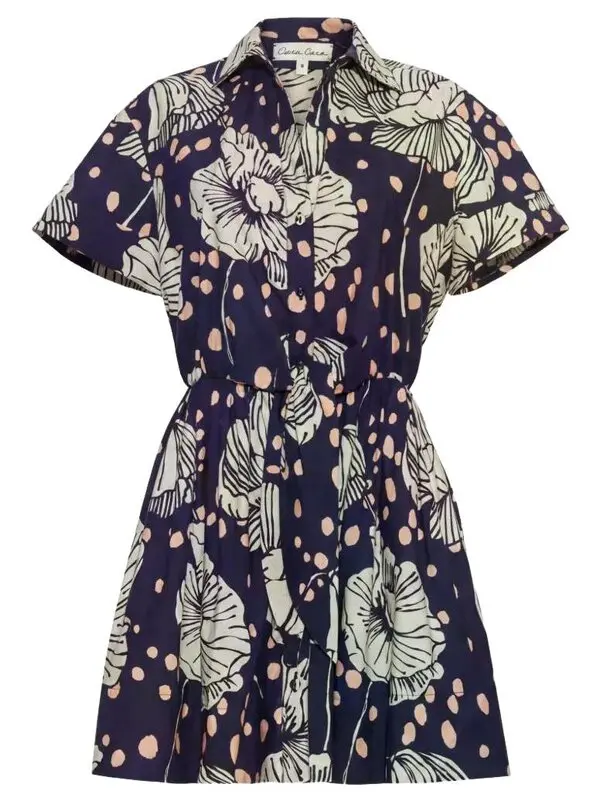 Cara Cara Asbury Floral-print Tie-waist Mini Dress - Blue