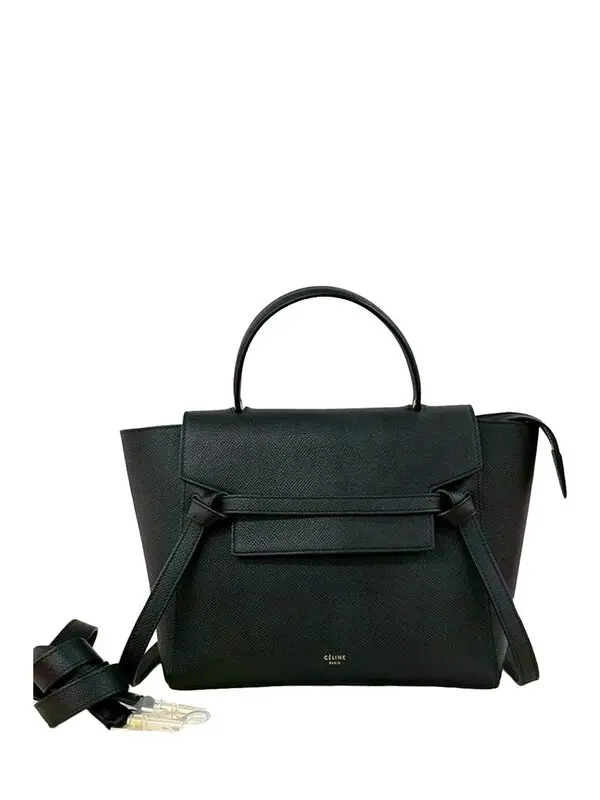 Celine 2016 Micro Grained Calfskin Belt Bag Satchel - Black