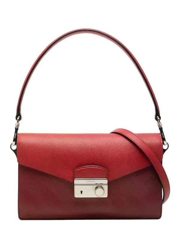 Prada 2013-2026 Mini Saffiano Lux Sound Lock Satchel - Red