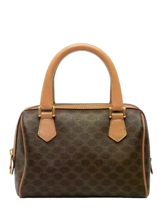 Celine 2014 Mini Macadam Coated Canvas Boston Bag - Brown
