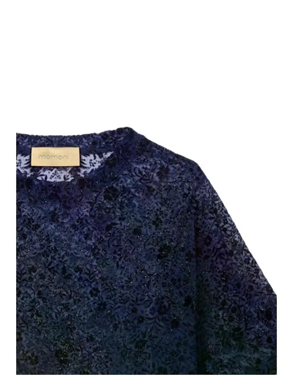 Momoni Iora Bis Floral-flocked T-shirt - Blue