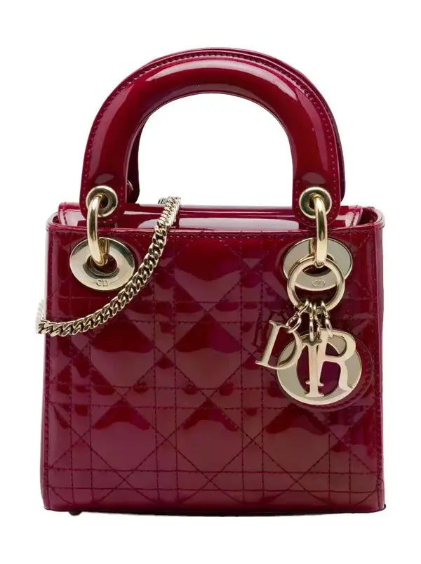Dior 2018 Mini Patent Cannage Lady Satchel - Red