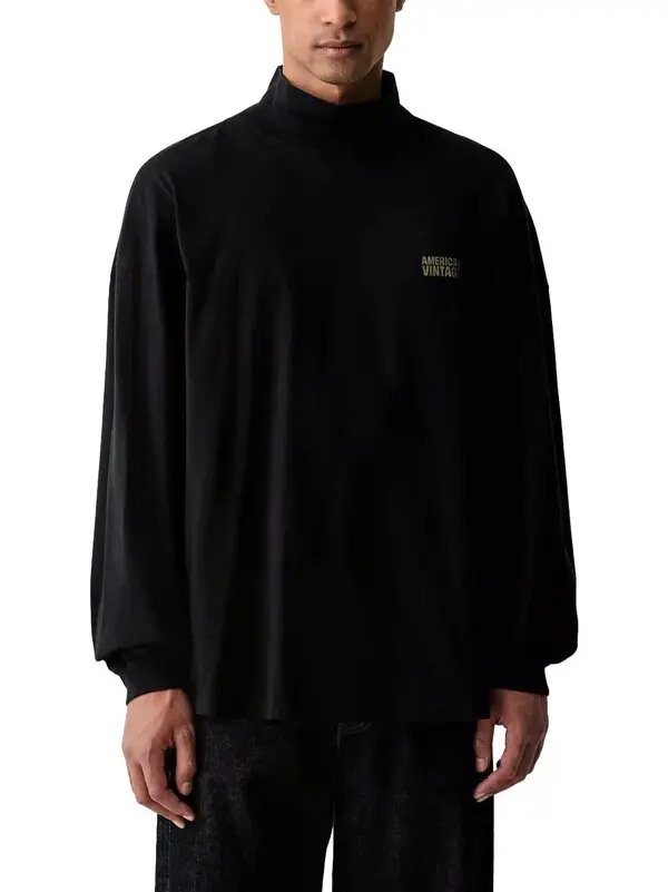 American Vintage Gixy Logo-print High-neck Sweatshirt - Black