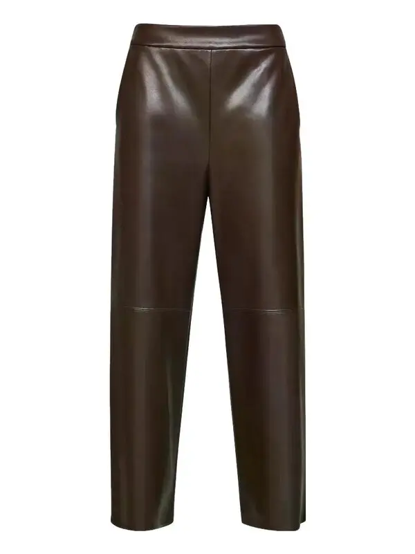 Max Mara Leather-effect Straight-leg Trousers - Brown