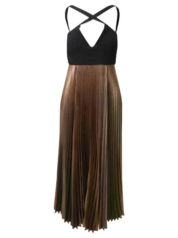 A.L.C. Alba Pleated Maxi Dress - Brown