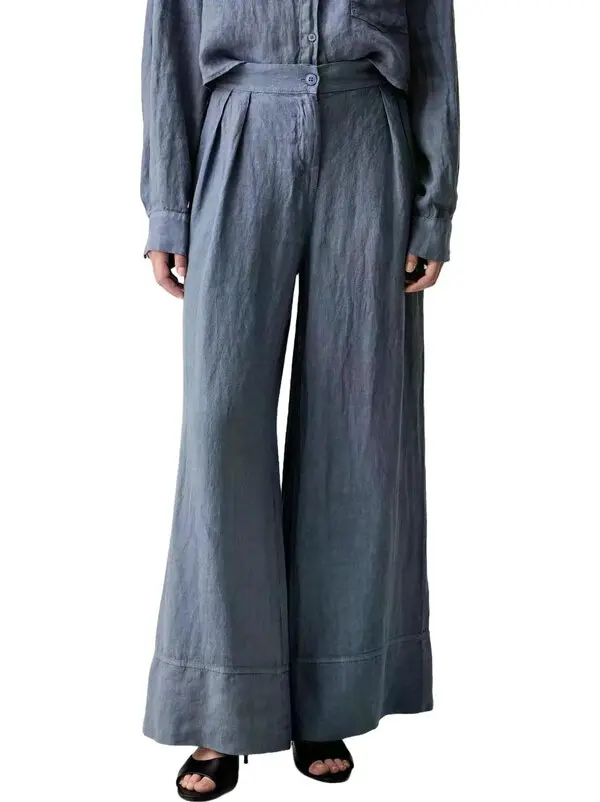 VICOLO Pleated-detailing Wide-leg Trousers - Blue