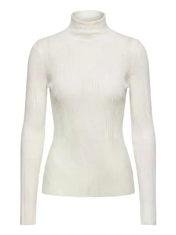 Patrizia Pepe Ribbed Funnel Neck Knit - Neutrals