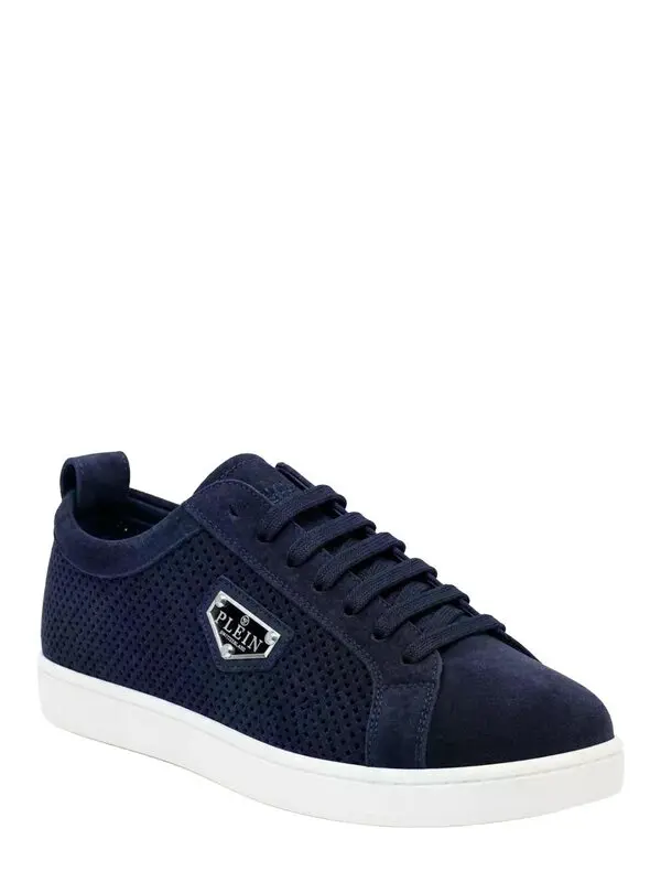 Philipp Plein Perforated Suede Low-top Sneakers - Blue