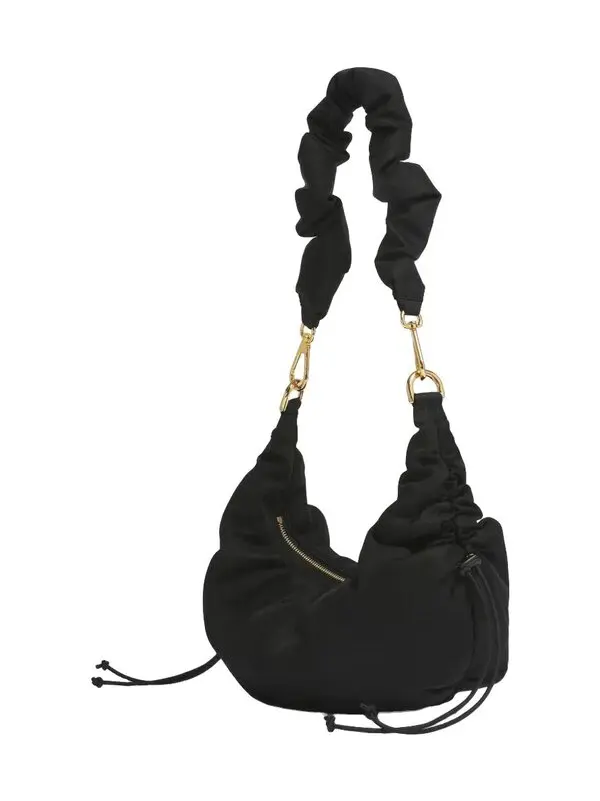 Marni Smocked Drawstring Shoulder Bag - Black