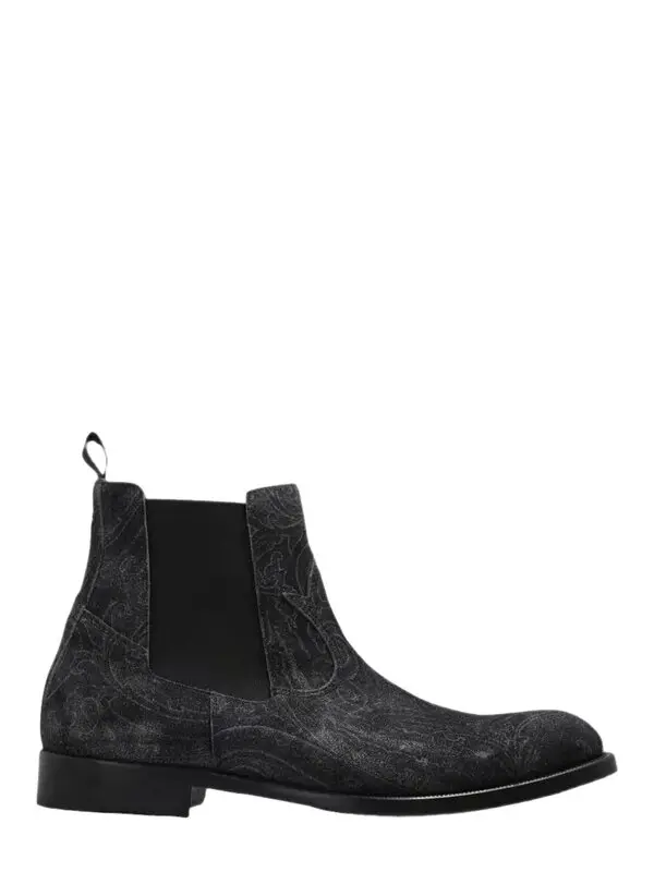 Etro Paisley-print Suede Chelsea Boots - Grey
