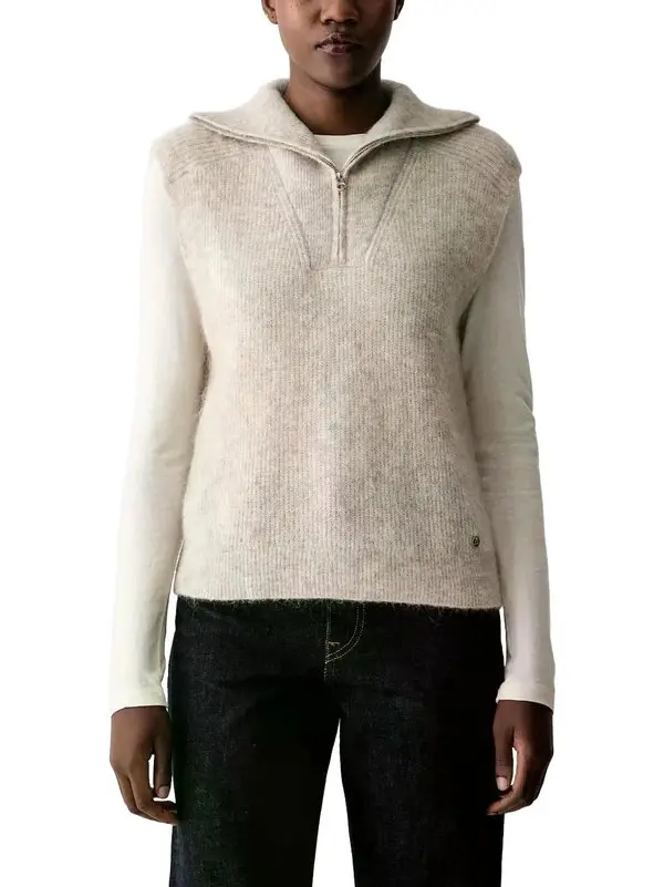 MOS MOSH Mmthora Quarter-zip Knitted Vest - Neutrals