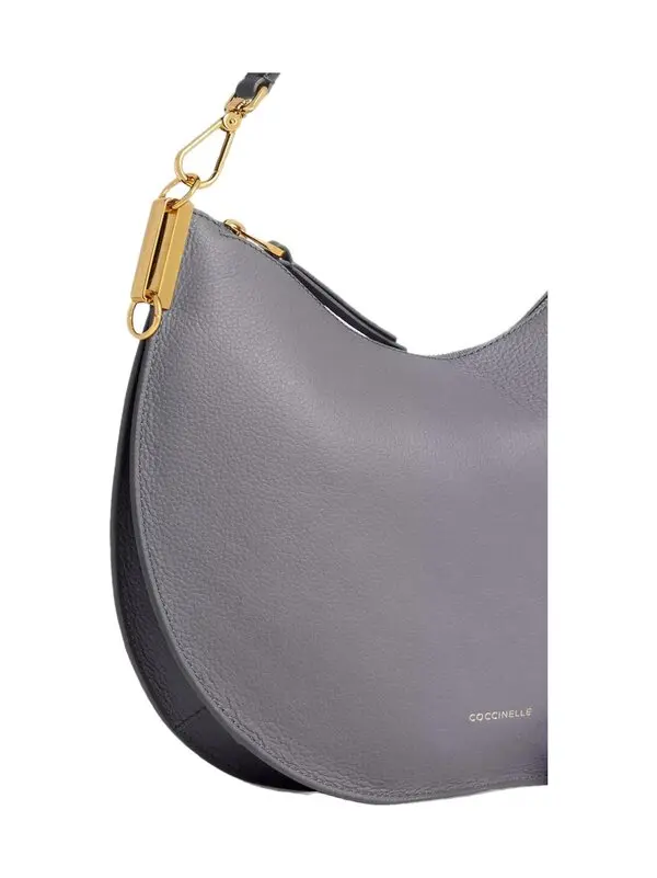 COCCINELLE Medium Sunup Crescent-shaped Leather Shoulder Bag - Grey