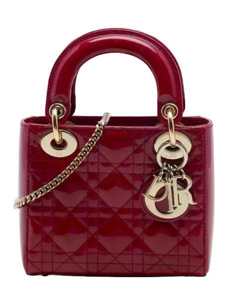 Dior 2018 Mini Patent Cannage Lady Satchel - Red
