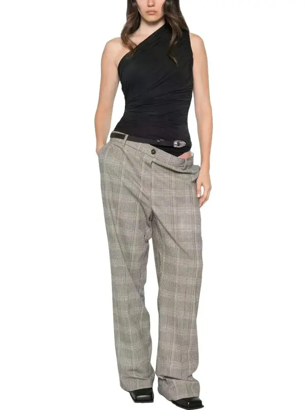 Patrizia Pepe Checked Oversized-waist Trousers - Grey