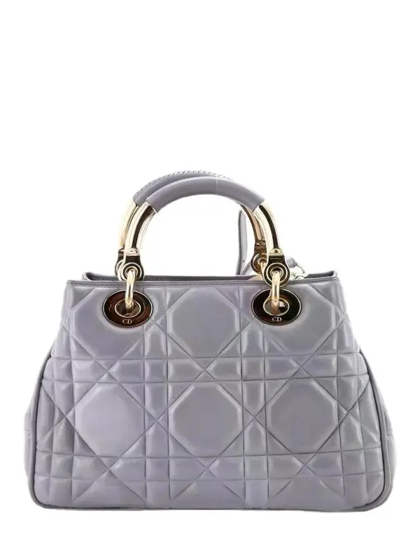 Dior Lady 95.22 Bag Cannage Embossed Leather Small Crossbody Bag - Grey