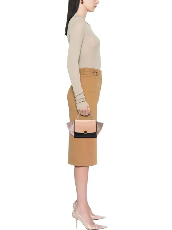 Celine 2015 Small Tricolor Leather Trapeze Satchel - Black