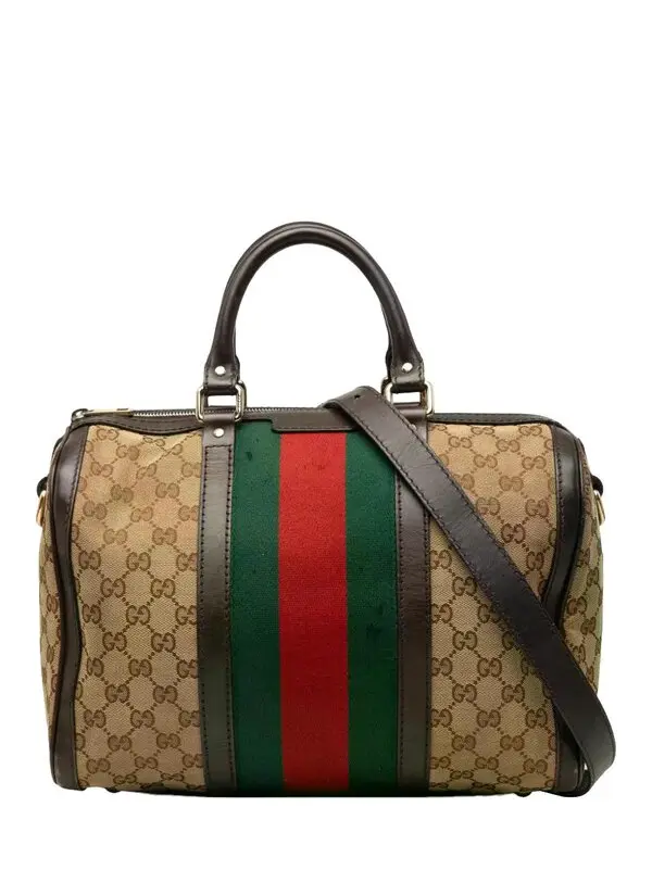 Gucci 2000-2015 Medium Gg Canvas Web Joy Boston Bag Satchel - Neutrals