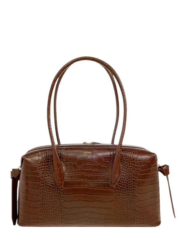 Yuzefi Brioche Croc-effect Leather Shoulder Bag - Brown