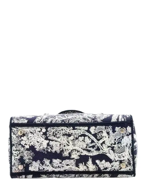Dior Lady D-lite Bag Embroidered Canvas Medium Satchel - Blue