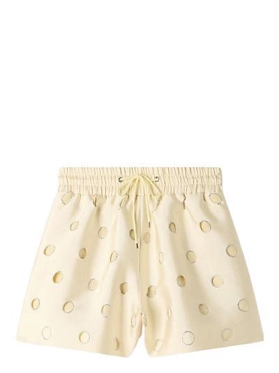 Sandro Embellished Tie-waist Woven Shorts - Vanilla