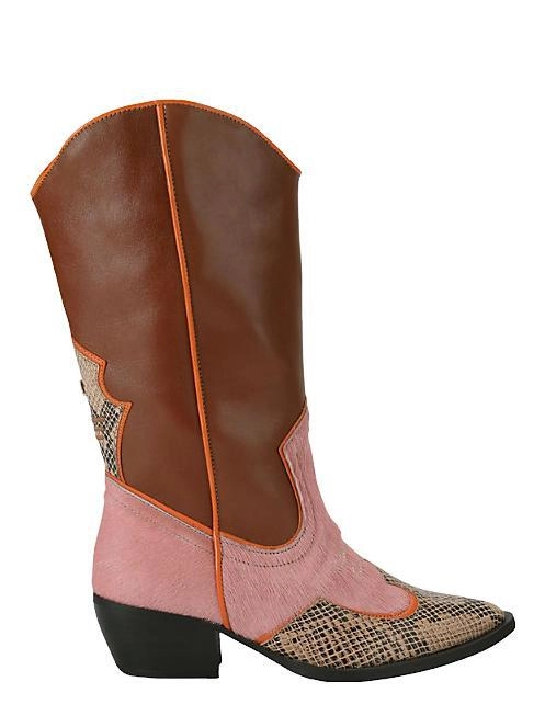 Kurt Geiger Scatter Leather And Suede Western Boots - Mult/other