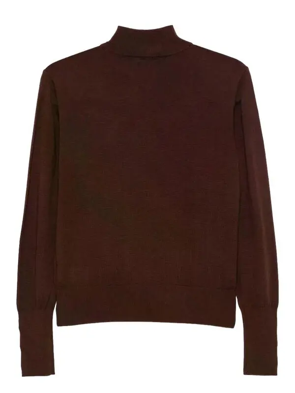 Patrizia Pepe Embellished Turtleneck Knit - Brown