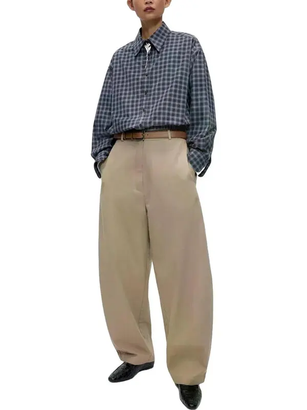CORDERA Curved-leg Cotton Trousers - Neutrals