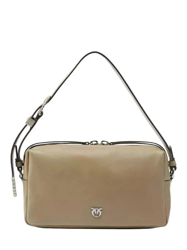 Pinko Love Birds Leather Shoulder Bag - Neutrals