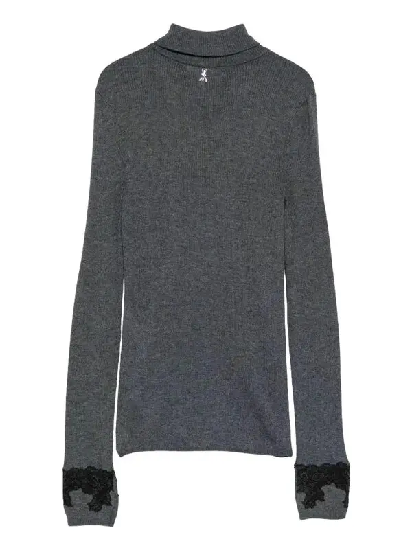 Patrizia Pepe Lace-trim Turtleneck Knit - Grey