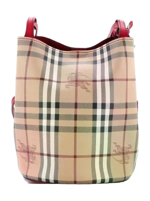 Burberry Lorne Haymarket Coated Canvas Small Bucket Bag - Red