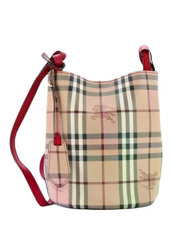 Burberry Lorne Haymarket Coated Canvas Small Bucket Bag - Red