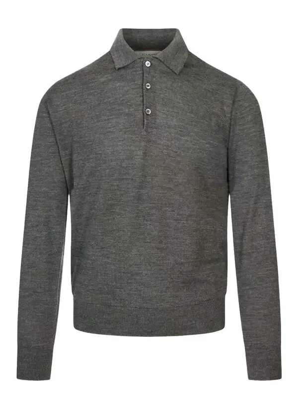 Canali Long-sleeve Polo Shirt - Grey