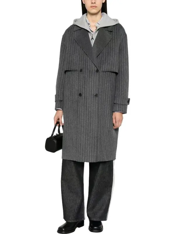 Patrizia Pepe Pinstripe Double-breasted Coat - Grey